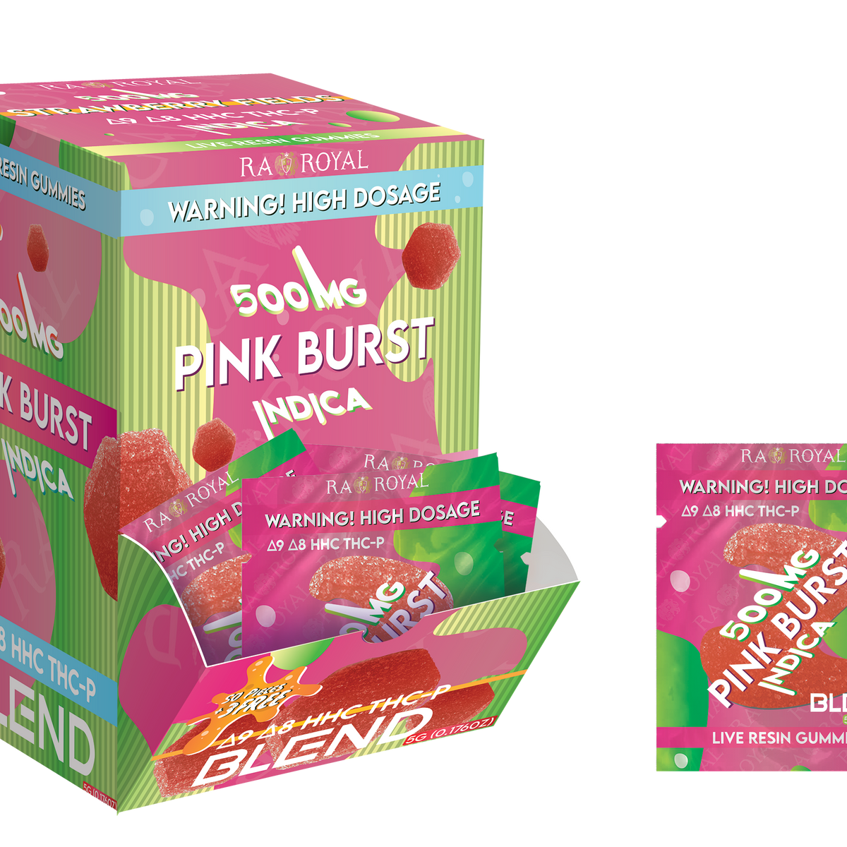 R.A. Royal Blend 500MG Pink Burst Indica Gummies | Delta 9 + HHC + THC ...