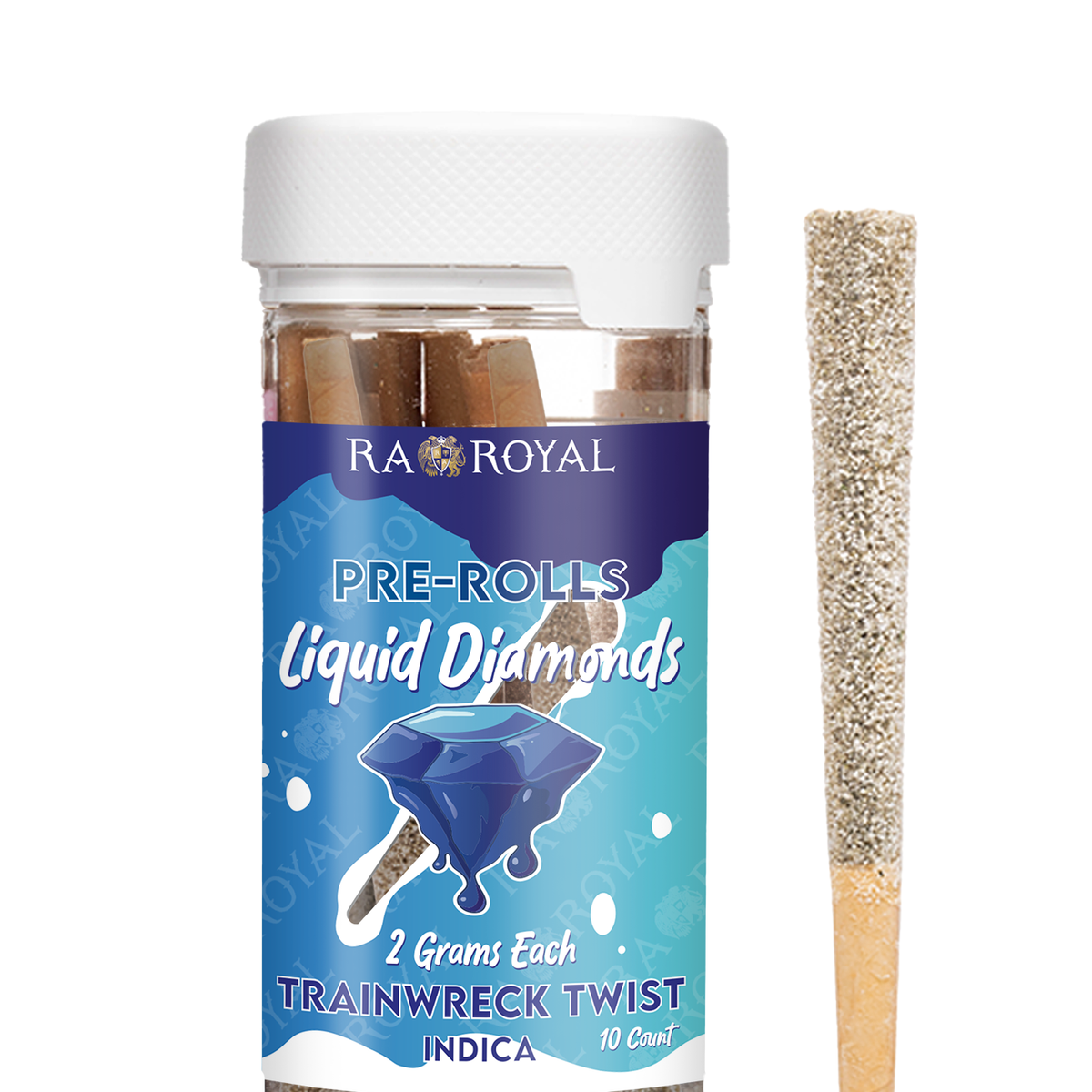 RA Royal Liquid Diamond 10x2G THC Prerolls: Trainwreck Twist (Indica ...